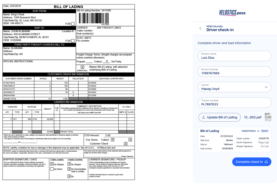 Driver check-in with ease | Velostics Pass