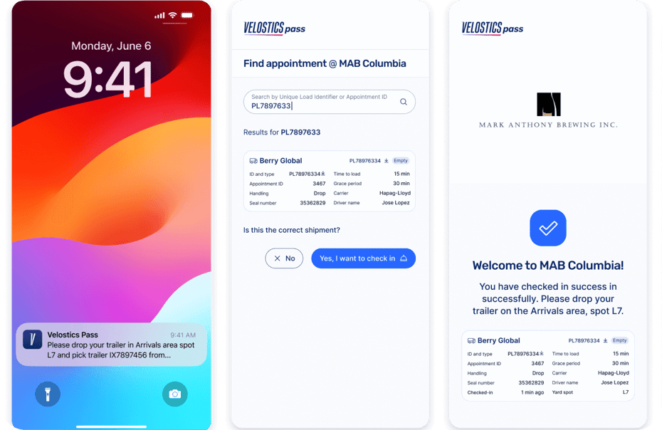 Driver check-in with ease | Velostics Pass
