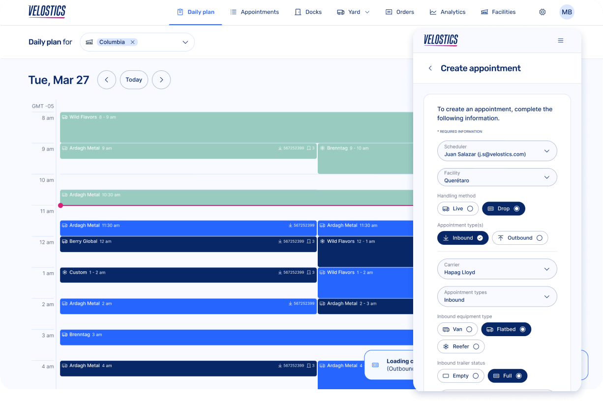 Unified Scheduling Platform | Streamline Yard & Dock Operations | Velostics